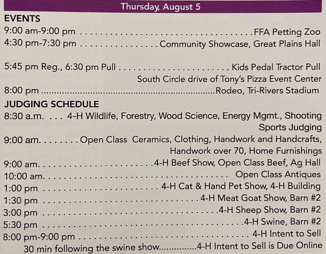 Thursday Fair Happenings