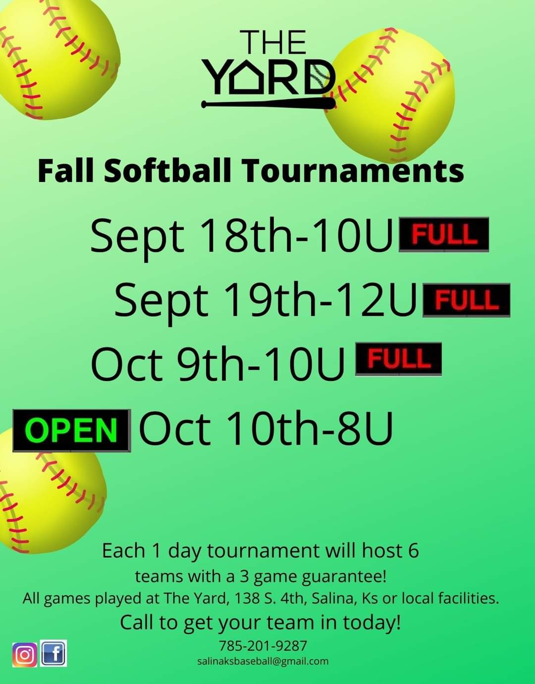 Fall Softball Tournament at The Yard