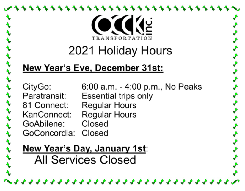 OCCK Changes Holiday Bus Schedule