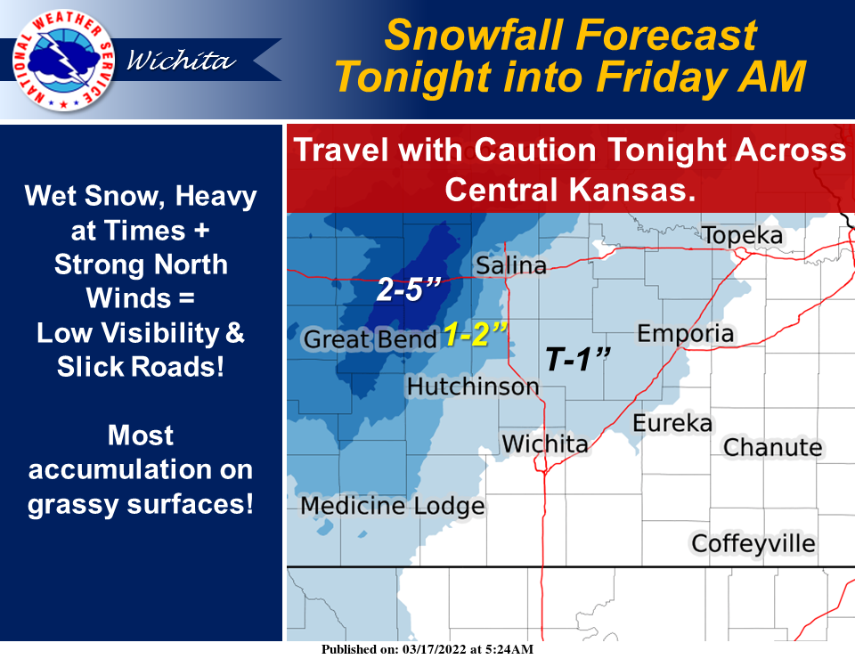 Late Season Snowfall For Central Kansas Tonight