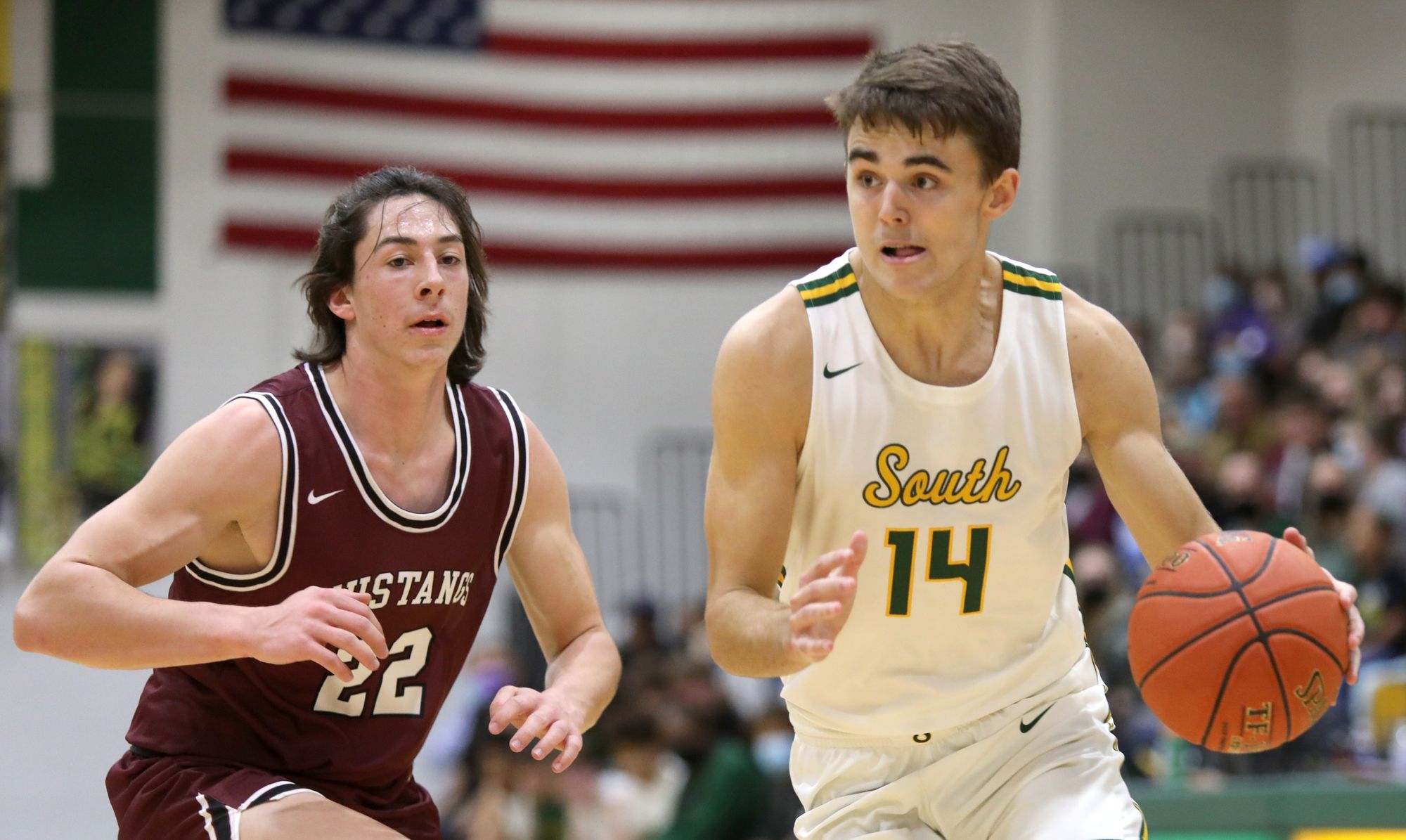 Salina South Cougars dominate the Salina Central Mustangs 57-35